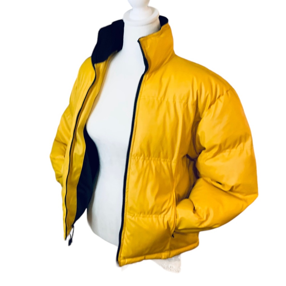 Kc Collection Yellow Cropped Short Puffer Jacket Coat… - Gem